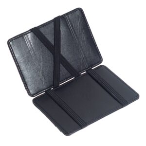 cklt men's fashion magic money clip leather minimalistic slim wallet black