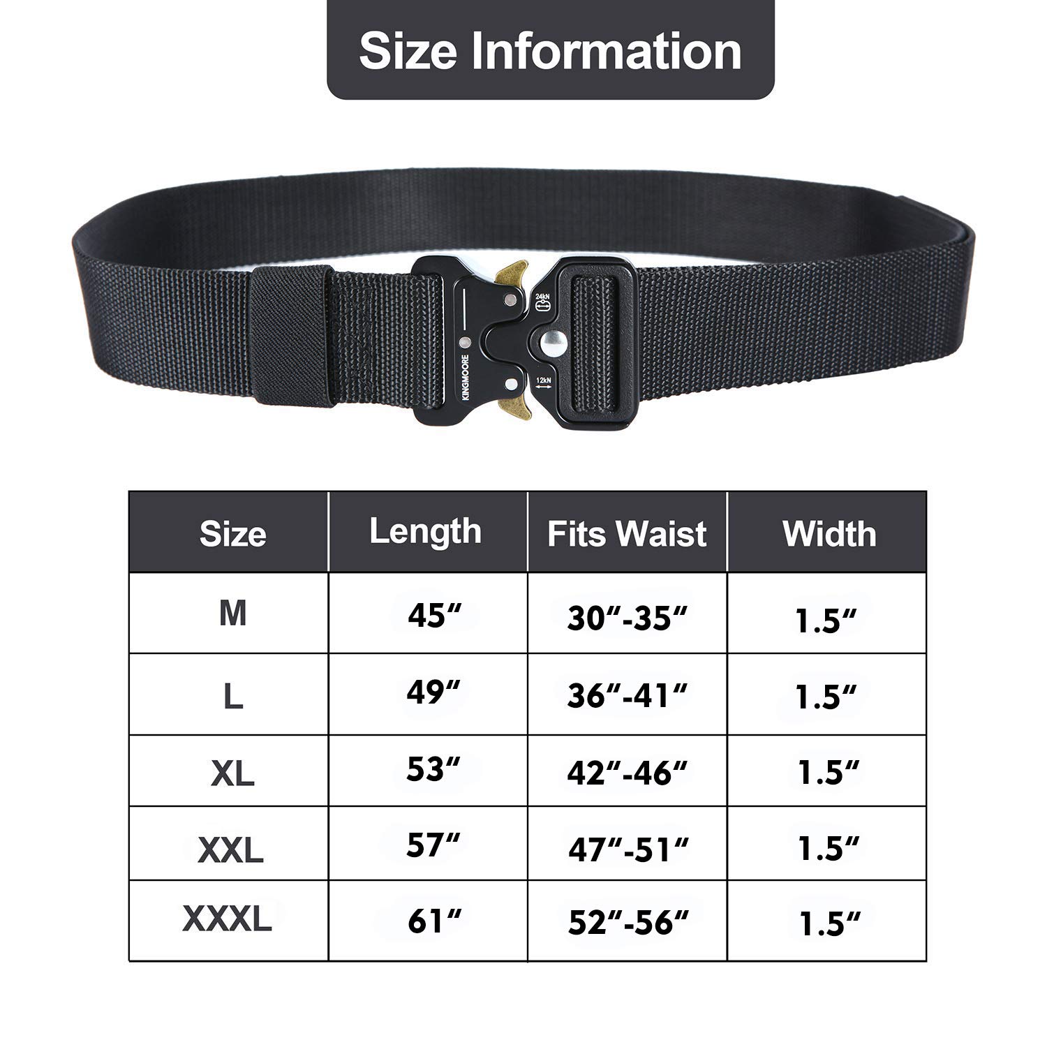 KingMoore Men's Tactical Belt Heavy Duty Webbing Belt Adjustable Military Style Nylon Belts with Metal Buckle