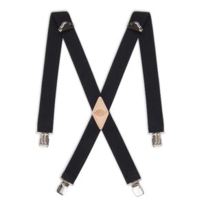 dickies mens 1-1/4 solid straight clip suspenders, black, extended size us