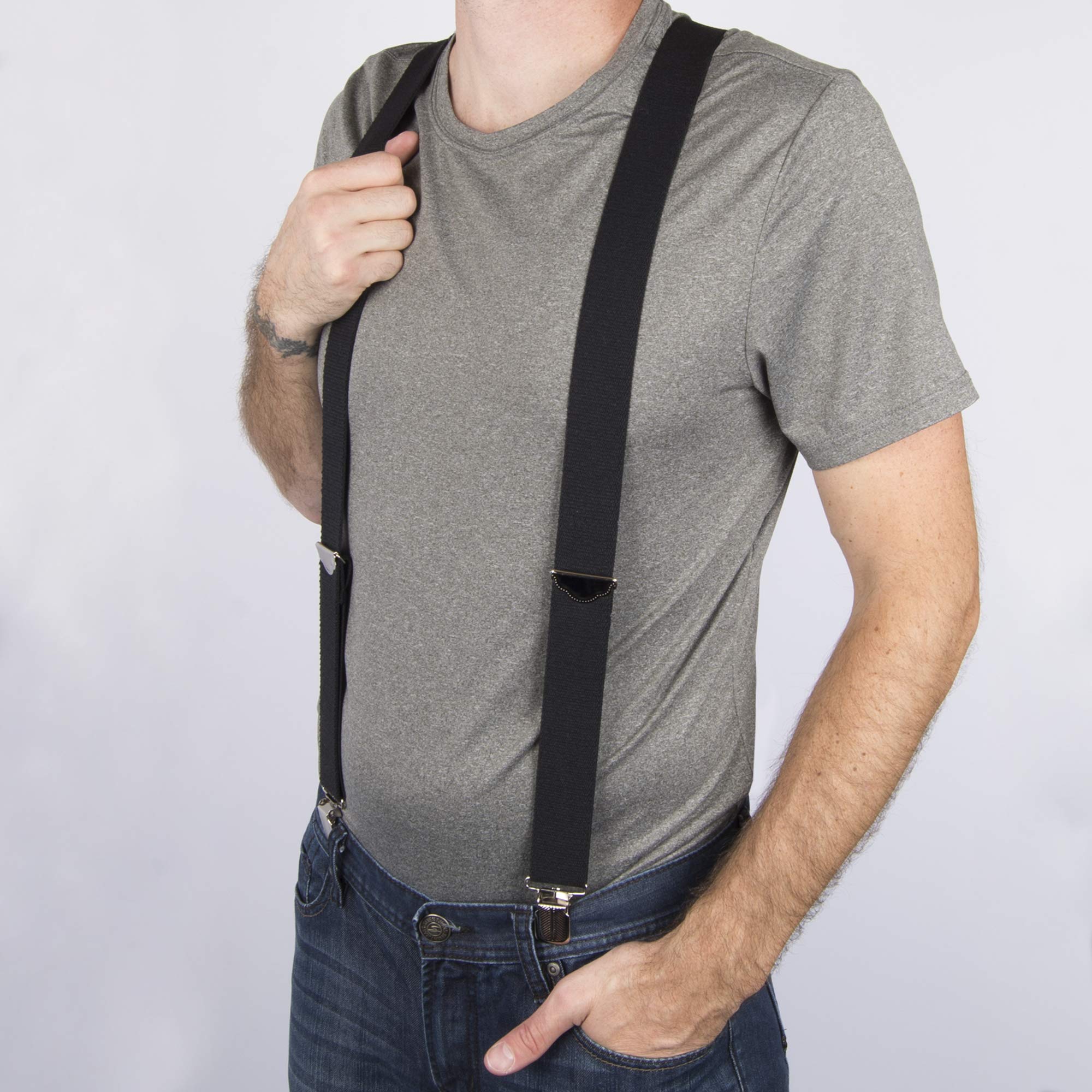 Dickies mens 1-1/4 Solid Straight Clip Suspenders, Black, Extended Size US