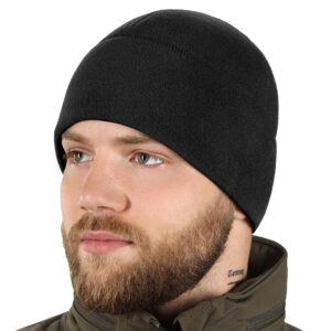 m-tac fleece watch cap - tactical beanie hat winter skull cap cold weather (black, l)