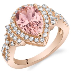 peora simulated morganite rose-tone sterling silver tear drop ring