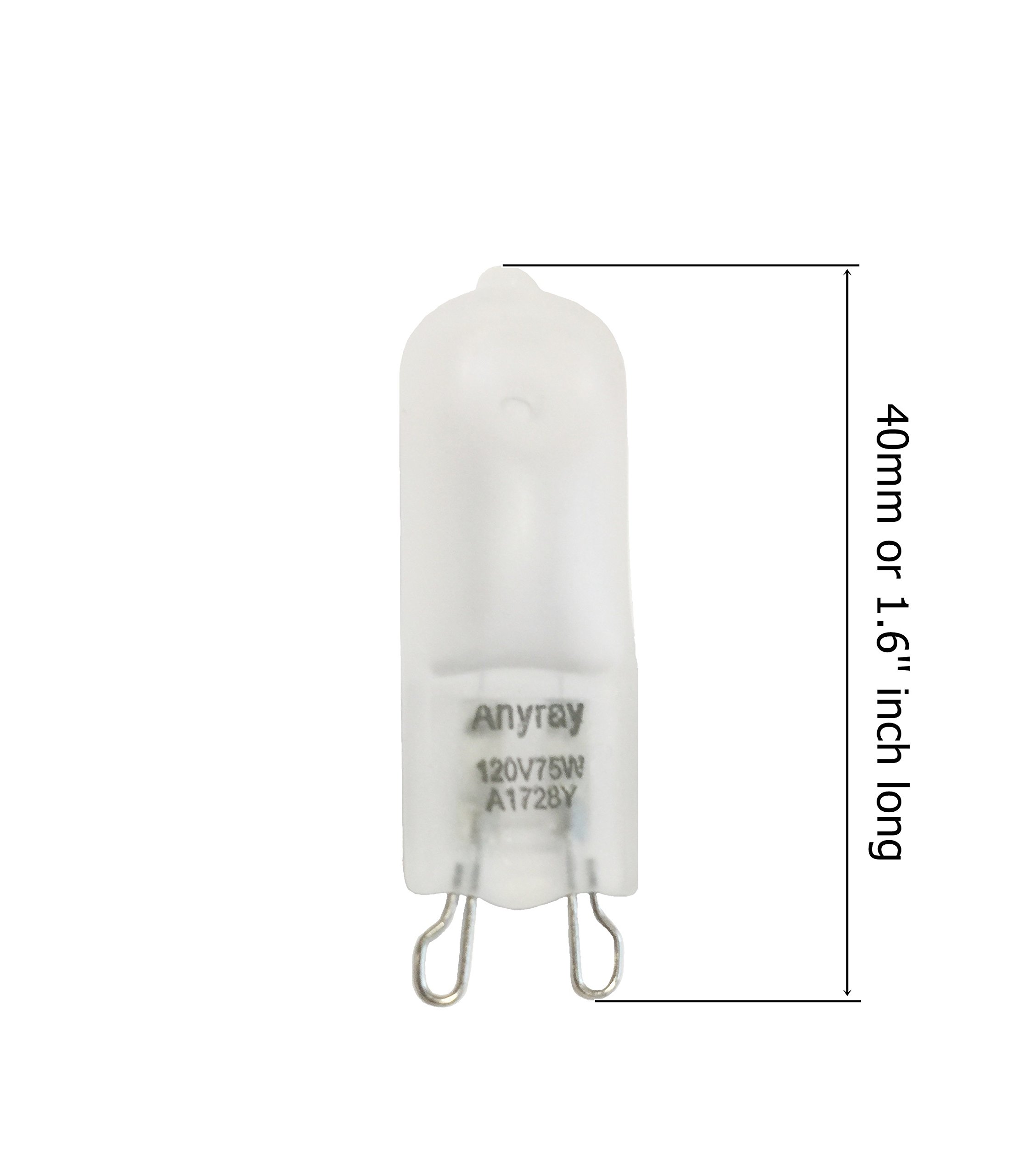 Anyray® A1728F (5)-Pack FROSTED GLASS 75 Watt G9 T4 75W Halogen Bi-Pin 130 Volts 75Watt