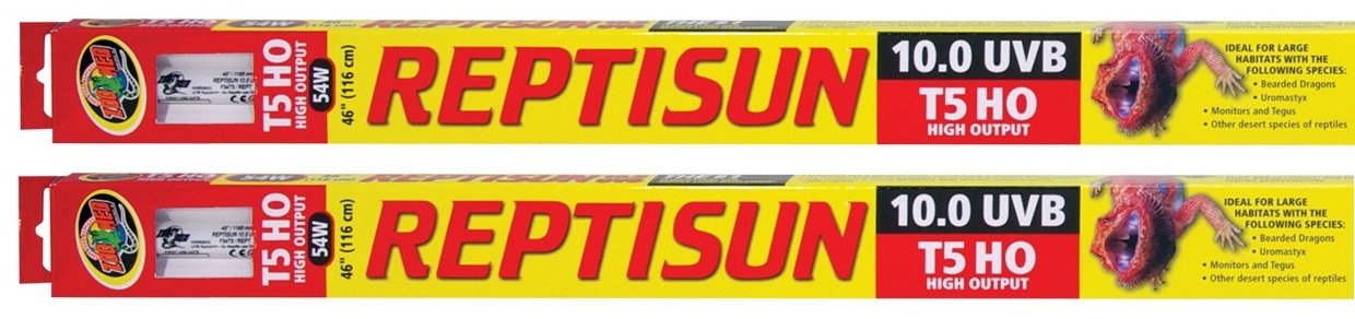 Zoo Med (2 Pack) ReptiSun T5 HO High Output 10.0 UVB Lamp 54W, 46"