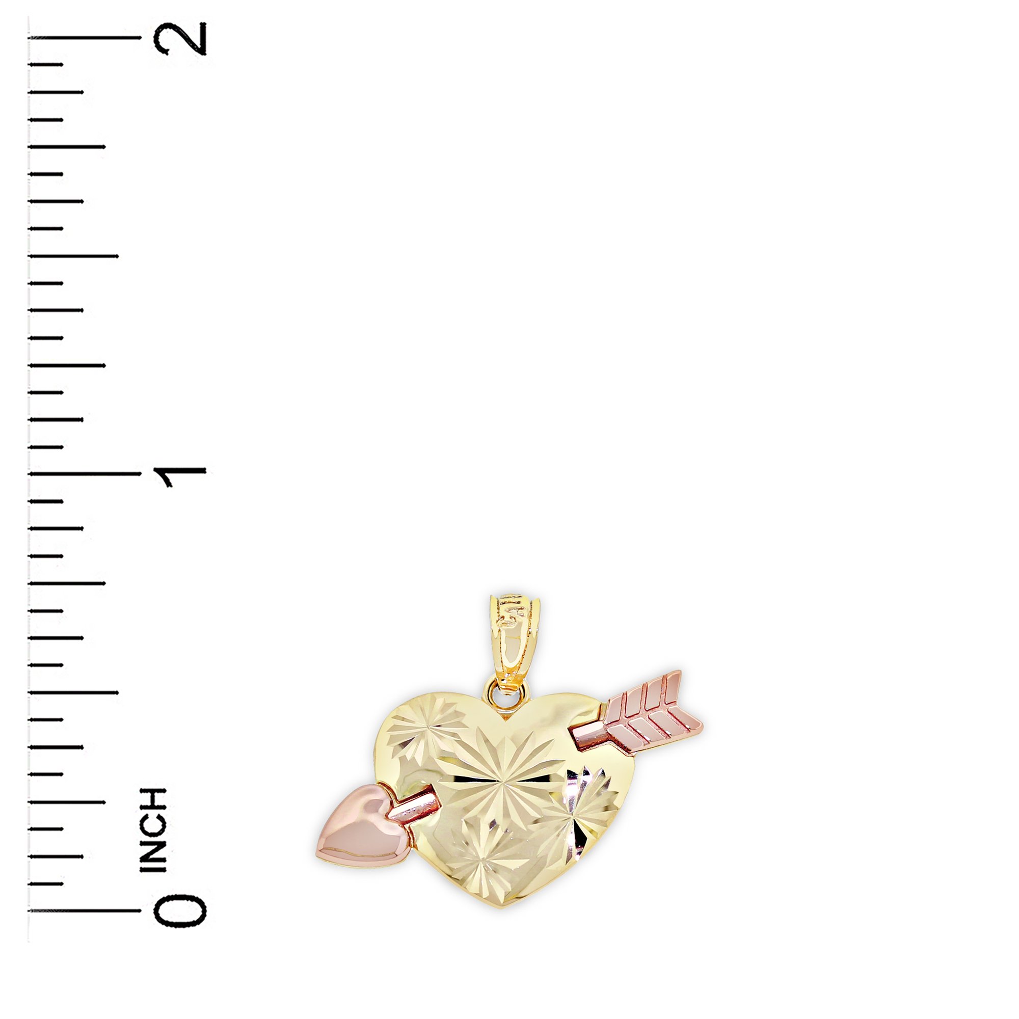 Charm America - Gold Arrow through Heart Charm - 14 Karat Solid Yellow and Rose Gold