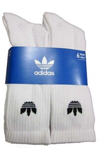 adidas originals 6 pack trefoil crew socks (white)