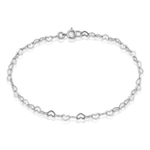 sterling silver heart loop link chain tennis bracelet for women teens