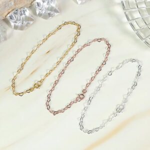 Sterling Silver Heart Loop Link Chain Tennis Bracelet for Women Teens