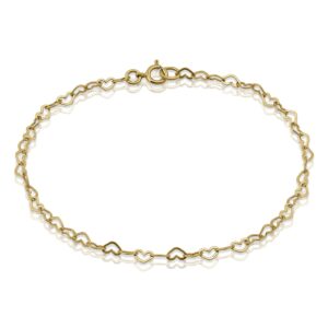 hoops & loops yellow gold flashed sterling silver heart link chain bracelet