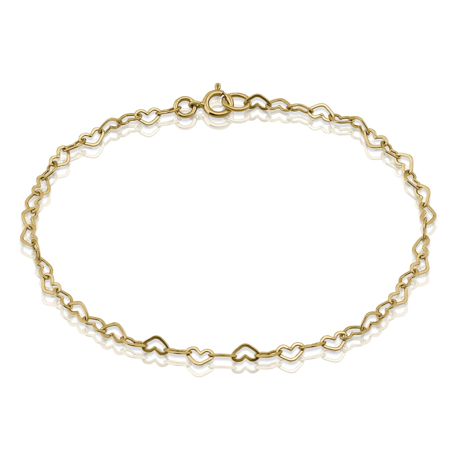 Hoops & Loops Yellow Gold Flashed Sterling Silver Heart Link Chain Bracelet