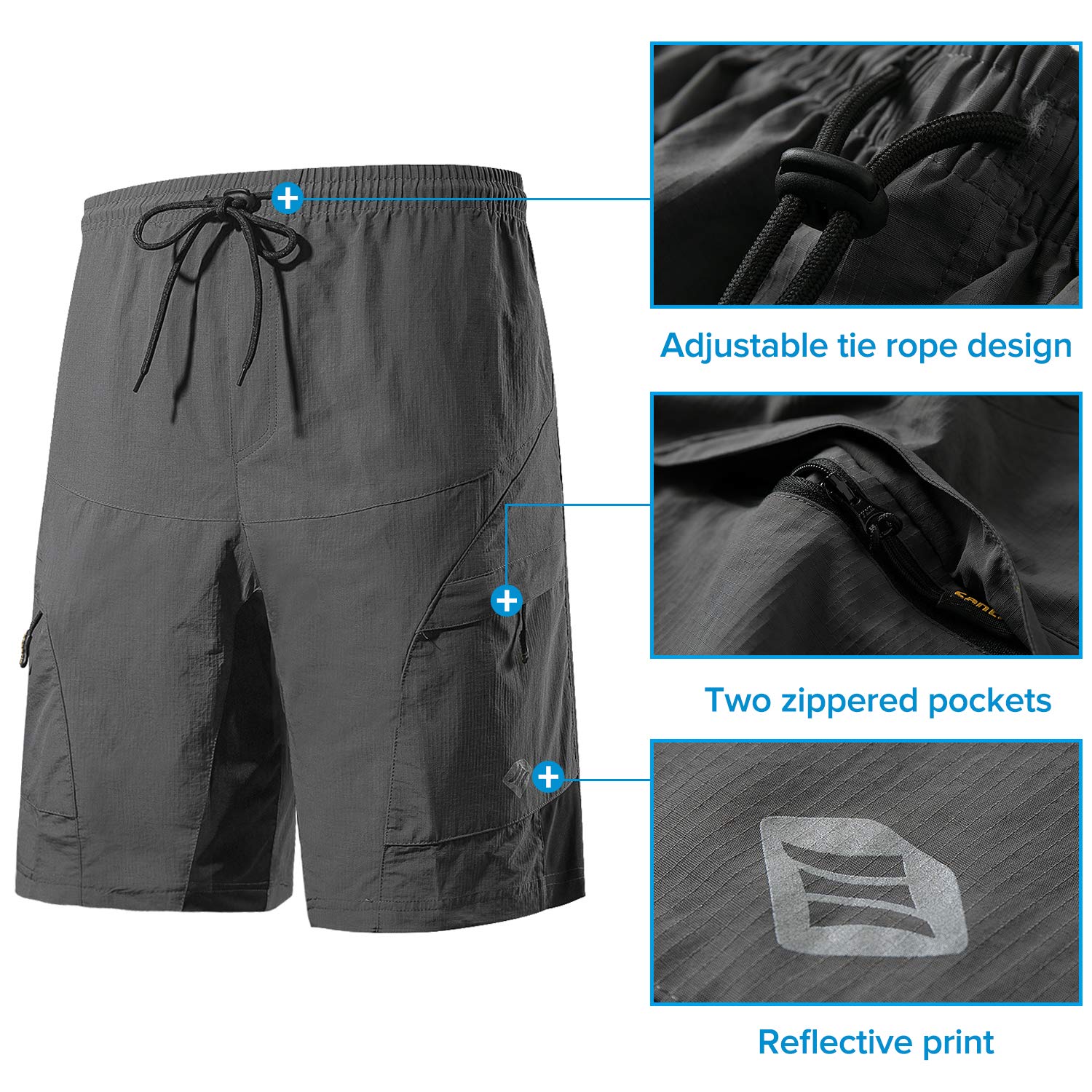 Santic Men's 3D Padded Mountain Bike Shorts Lightweight Cycling MTB Shorts