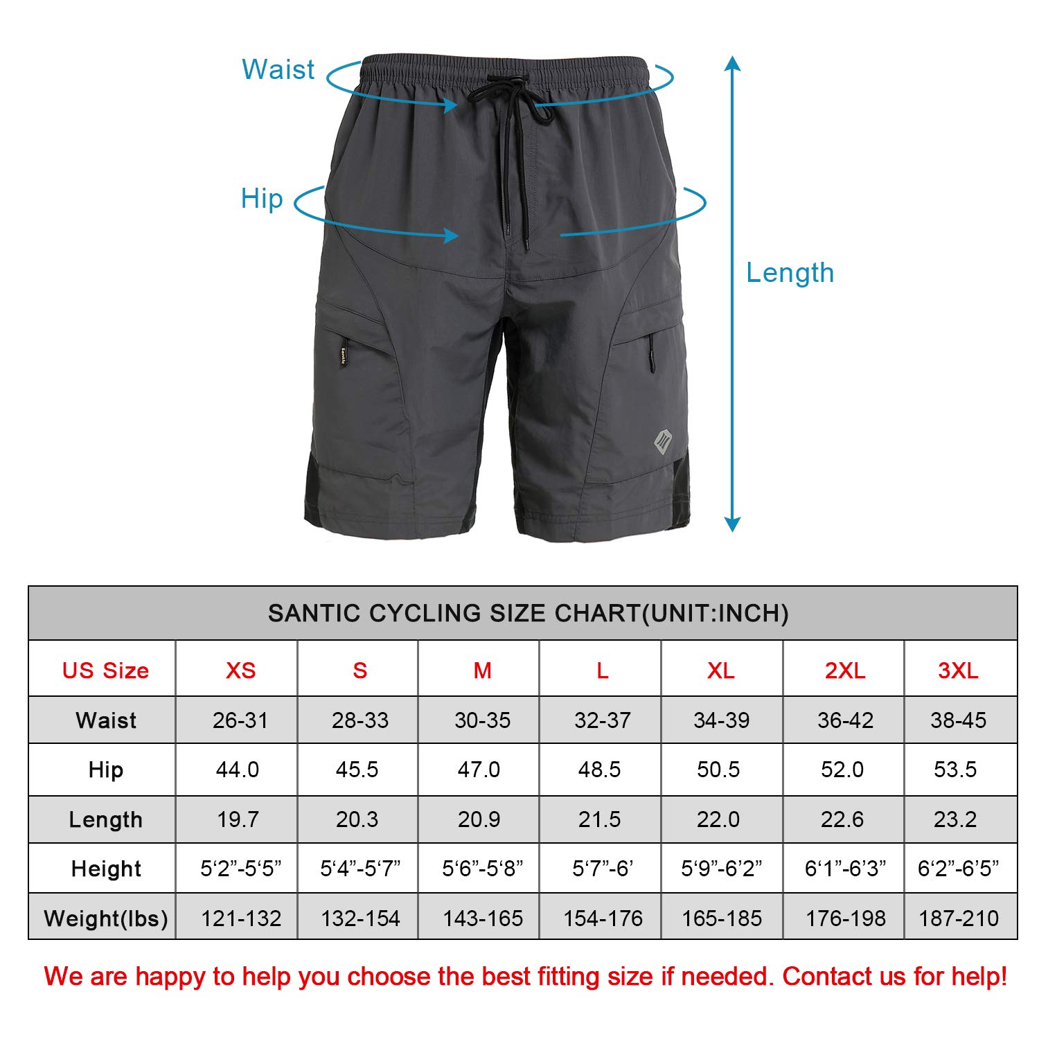 Santic Men's 3D Padded Mountain Bike Shorts Lightweight Cycling MTB Shorts