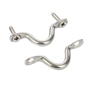 Amarine-made Pack of 10 Stainless Steel Bimini Boat Top PAD Eye , Eye Straps, Tie Down, Kayak Deck Loops, Tie Down Anchor Point, footman's Loop for Kayak Canoe Rigging