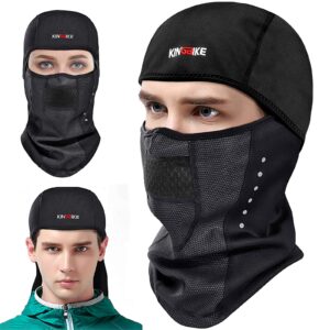 kingbike balaclava ski mask for men women pasamontañas hombre para frio winter full face mask cold weather water resistant windproof fabric with fleece thermal neck warmer gear motorcycle(black)