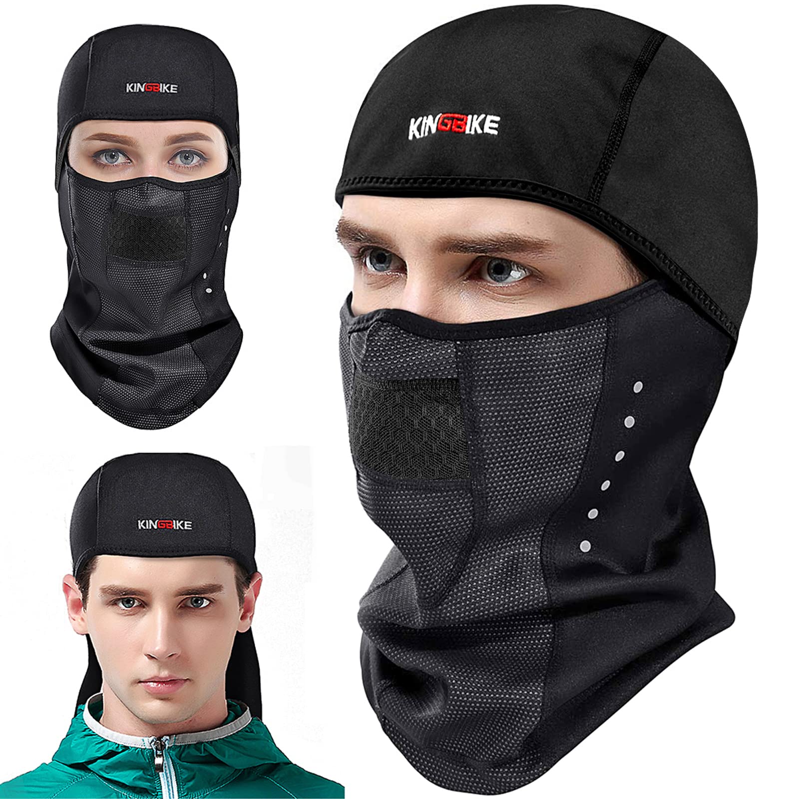 KINGBIKE Balaclava Ski Mask for Men Women Pasamontañas Hombre para Frio Winter Full Face Mask Cold Weather Water Resistant Windproof Fabric with Fleece Thermal Neck Warmer Gear Motorcycle(Black)