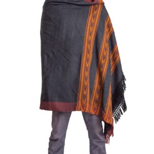 Om Shanti Crafts Meditation or Prayer Shawl or Plain Blanket, Wool Shawl/Wrap, Oversize Scarf. Unisex (Dark Grey)