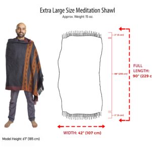 Om Shanti Crafts Meditation or Prayer Shawl or Plain Blanket, Wool Shawl/Wrap, Oversize Scarf. Unisex (Dark Grey)