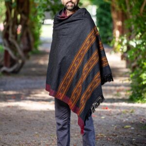 Om Shanti Crafts Meditation or Prayer Shawl or Plain Blanket, Wool Shawl/Wrap, Oversize Scarf. Unisex (Dark Grey)