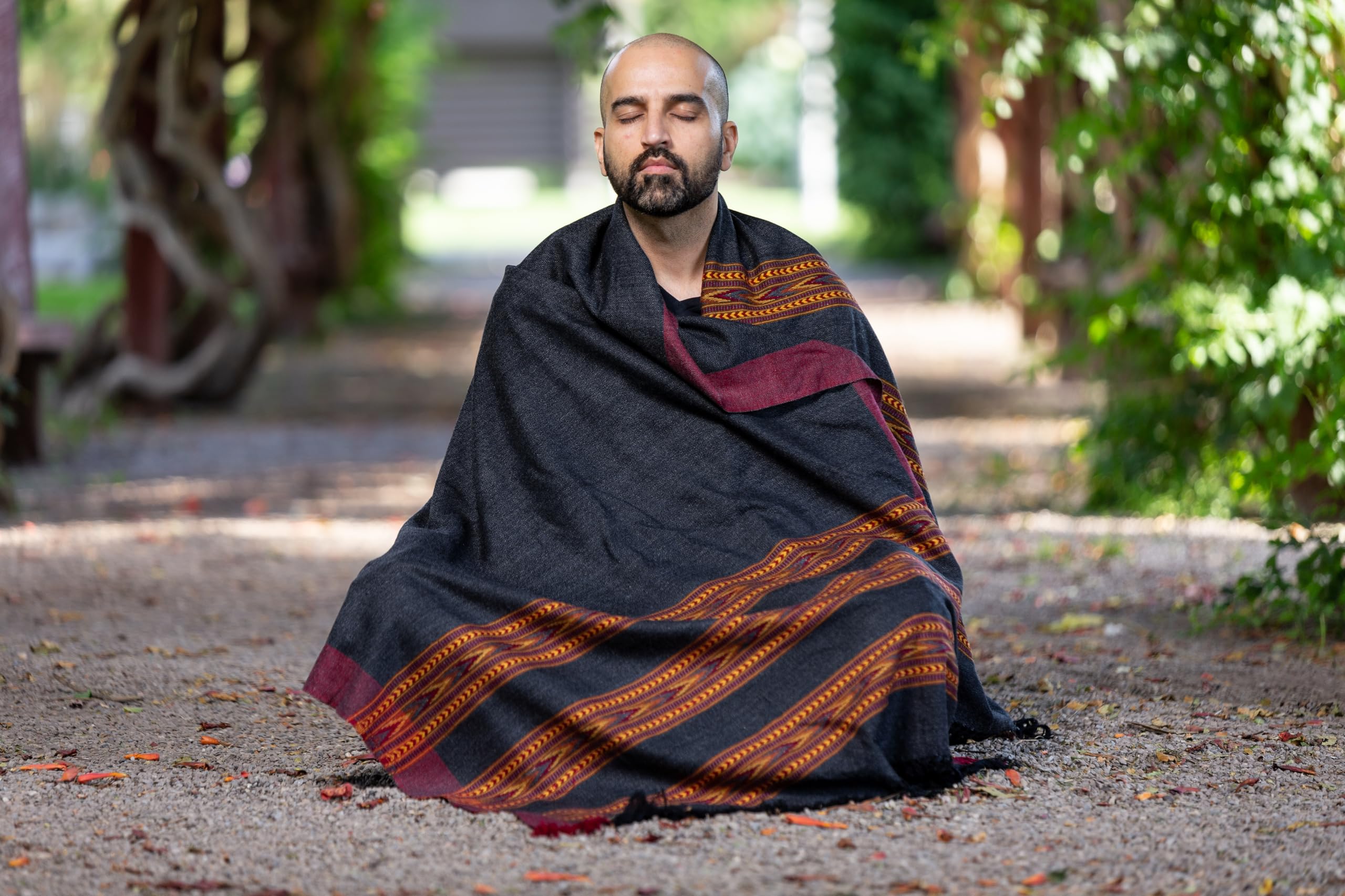 Om Shanti Crafts Meditation or Prayer Shawl or Plain Blanket, Wool Shawl/Wrap, Oversize Scarf. Unisex (Dark Grey)