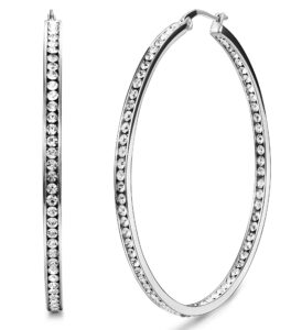 orazio stainless steel women hoop earrings cute huggie earrings cubic zirconia inlaid 50mm (a: silver-tone)