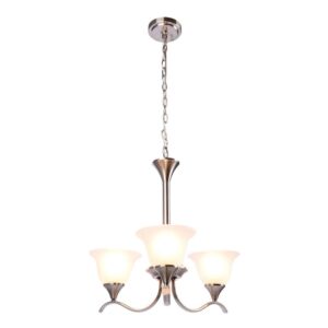 Hampton Bay Santa Rita 3-Light Brushed Nickel Chandelier with Glass Shades