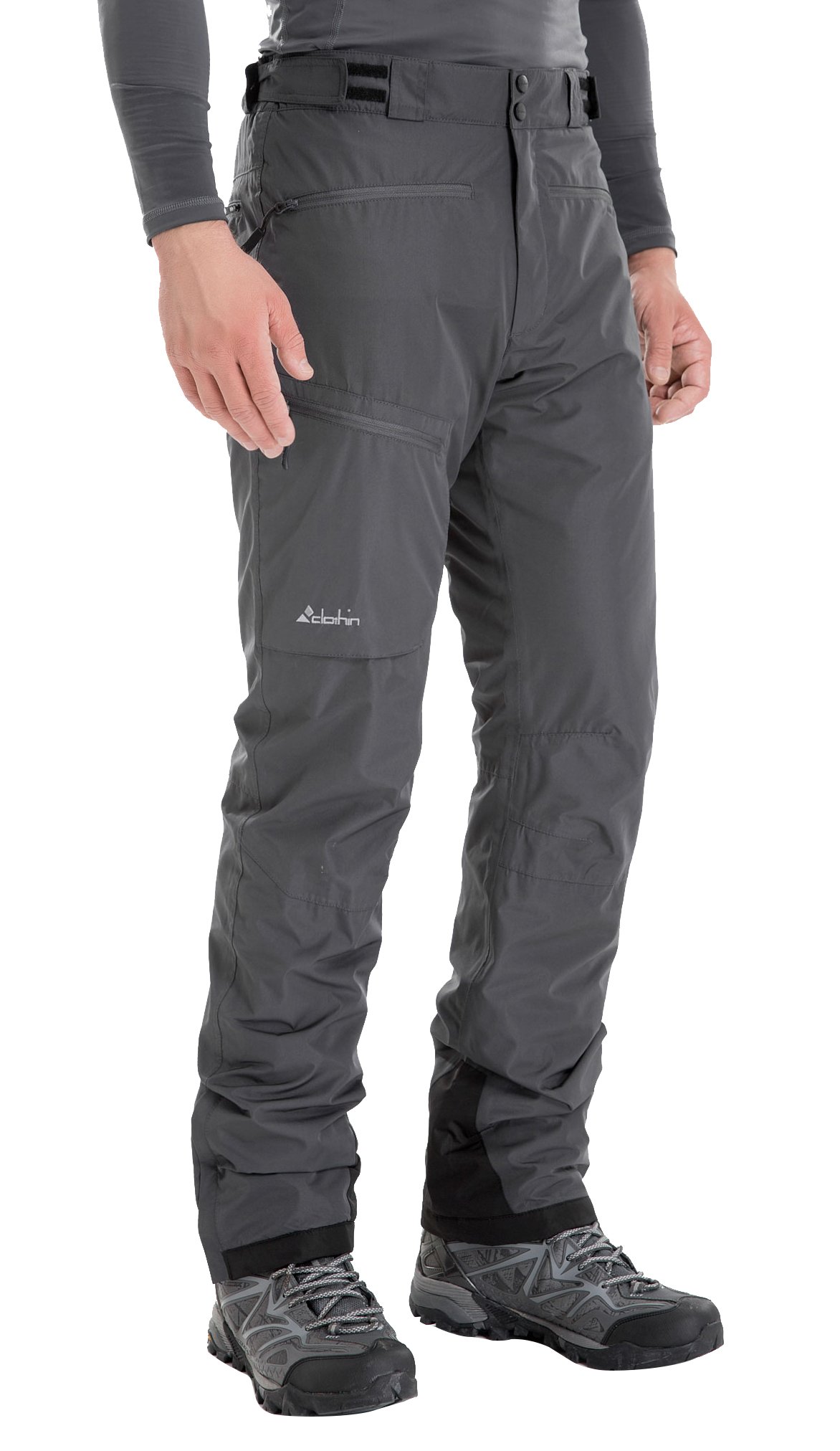 clothin Men's Insulated Ski Pant Fleece-Lined Waterproof Snow Pants Grey L (Regular Fit)