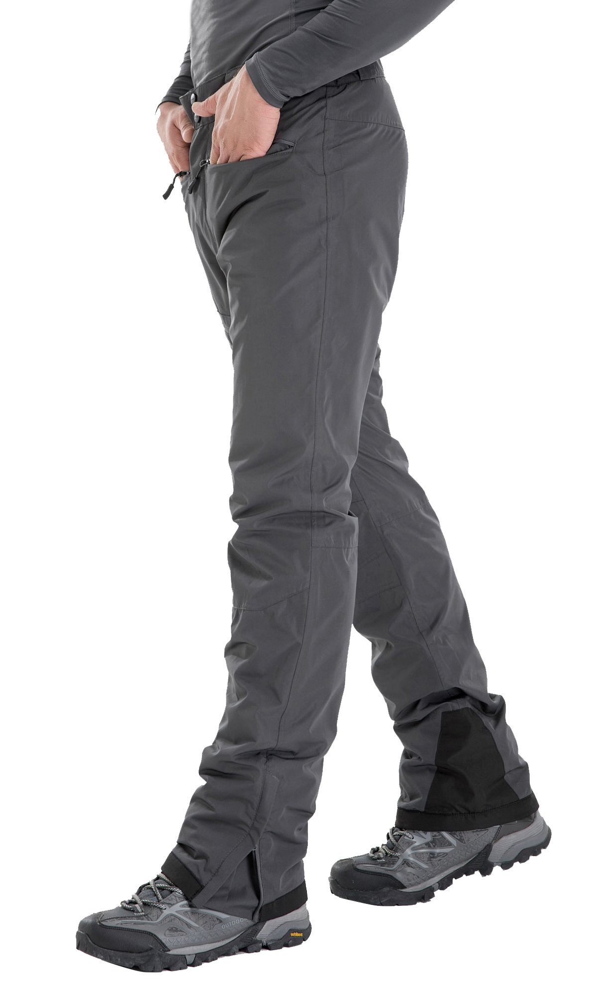 clothin Men's Insulated Ski Pant Fleece-Lined Waterproof Snow Pants Grey L (Regular Fit)