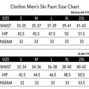 clothin Men's Insulated Ski Pant Fleece-Lined Waterproof Snow Pants Grey L (Regular Fit)