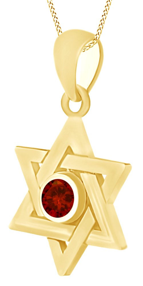 AFFY Jewish Star of David Pendant Necklace in 14K Yellow Gold Over Sterling Silver