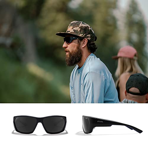 Zeal Optics Caddis | Plant-Based Polarized Sunglasses for Men & Women - Matte Black/Polarized Dark Grey Lens