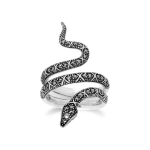 gemondo marcasite ring, sterling silver 0.50 marcasite art noveau snake ring