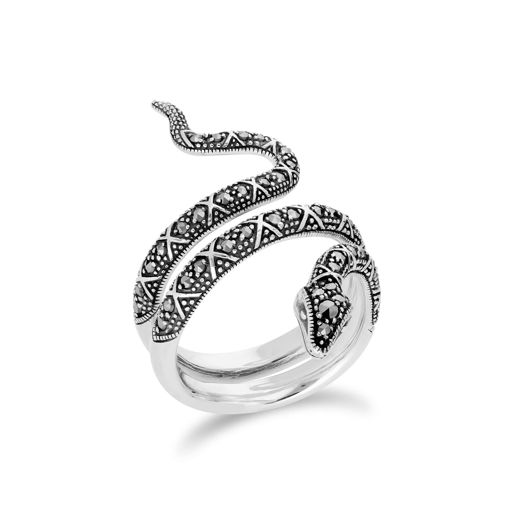 Gemondo Marcasite Ring, Sterling Silver 0.50 Marcasite Art Noveau Snake Ring