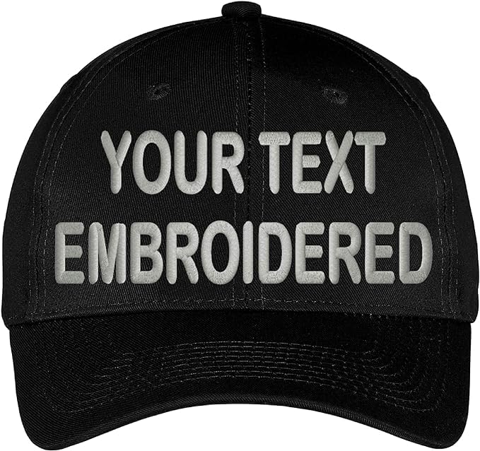 UNAMEIT Custom Hat for Mens Embroidered Your Own Text Adjustable Back Curved Bill (Black)