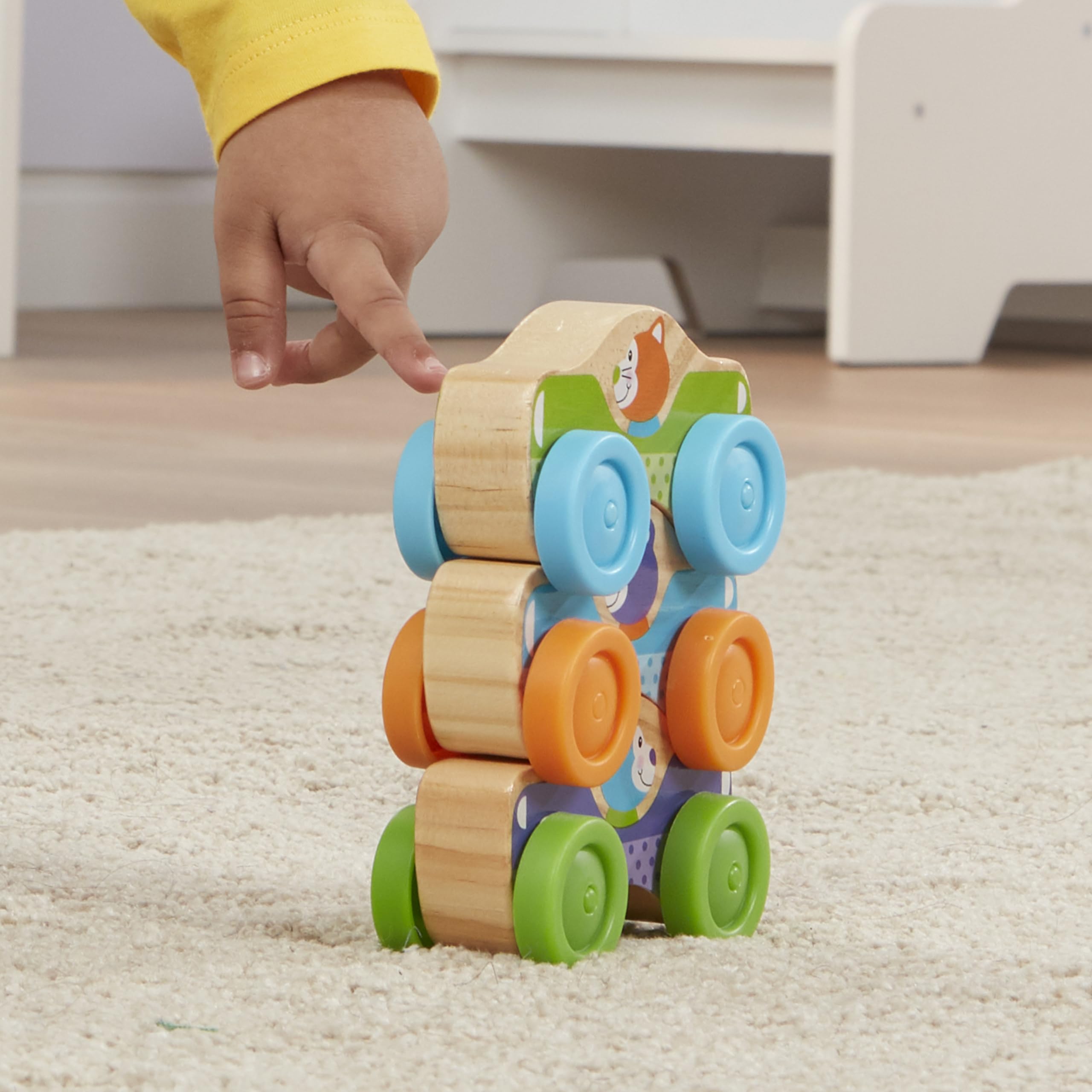 Melissa & Doug First Play Wooden Animal Stacking Cars (3 pcs)