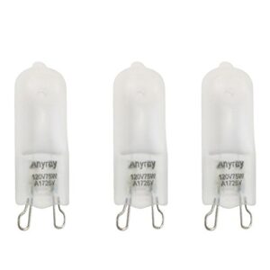 anyray® a1728f (3)-bulbs 75w frosted glass 75 watt g9 t4 halogen bi-pin 130 volts 75watt