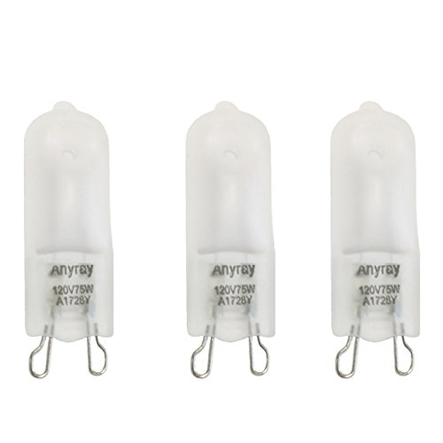 Anyray® A1728F (3)-Bulbs 75W FROSTED GLASS 75 Watt G9 T4 Halogen Bi-Pin 130 Volts 75Watt