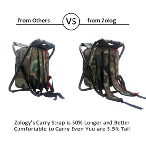 Zology Folding Camping Chair Stool Backpack with Cooler Insulated Picnic Bag, Hiking Camouflage Seat Table Bag Camping Gear, Outdoor Fishing Hunting Gifts for Men