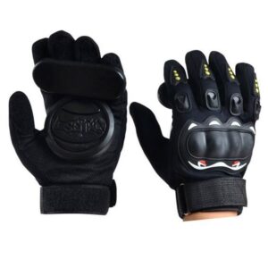 acoser longboard downhill slide gloves skate gloves with slide pucks (black)