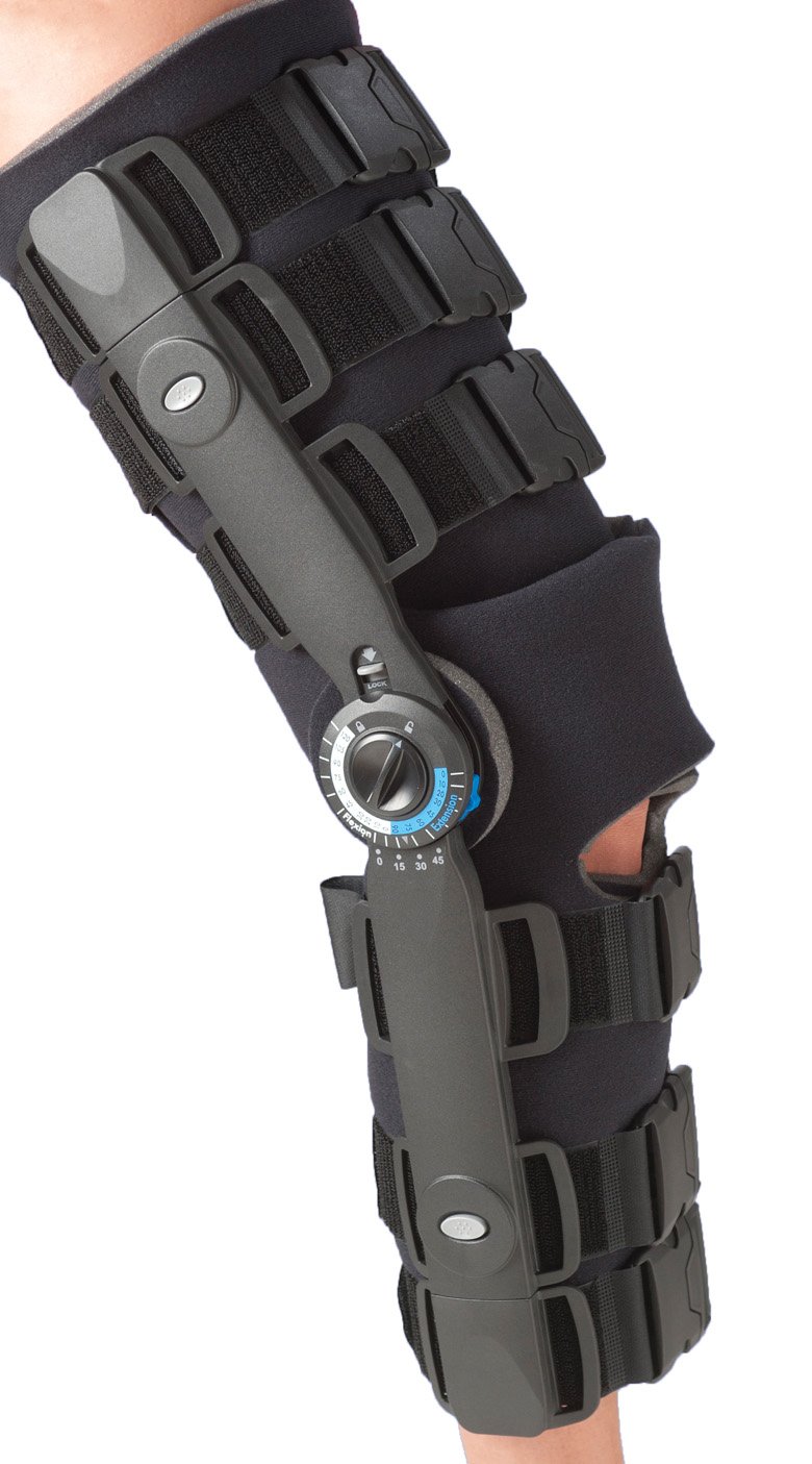 Rolyan Defender Post-Op Knee Brace, Premium Style, Regular Size, Hinged Knee Brace Limits Flexion and Extension, Knee Support for Recovering from Knee Injuries, MCL and ACL Tears, and Torn Meniscus