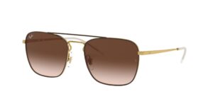 ray-ban rb3588 square sunglasses, brown on gold/brown gradient dark brown, 55 mm