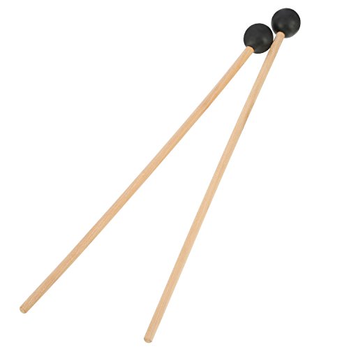 Shappy Bell Mallets Glockenspiel Sticks, Rubber Xylophone Mallet Percussion with Wood Handle, 15 Inch Long (Black)