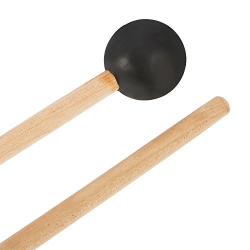 Shappy Bell Mallets Glockenspiel Sticks, Rubber Xylophone Mallet Percussion with Wood Handle, 15 Inch Long (Black)