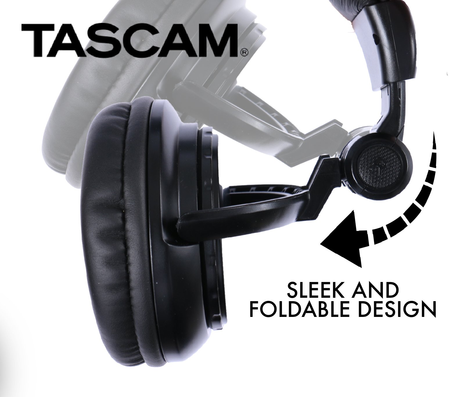 Tascam TH-03 Studio Headphones – Closed Back, Padded, Adjustable Pro Audio Headset with Gold Tip 1/8 inch to 1/4 inch Adaptor