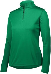 augusta sportswear ladies attain wicking 1/4 zip pullover - women's running long sleeve jacket with sun protection, kelly, large