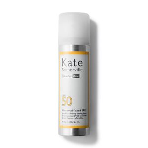 kate somerville uncomplikated spf – spf 50 face sunscreen and soft focus makeup setting spray – daily use skin care with matte finish, 3.4 fl oz