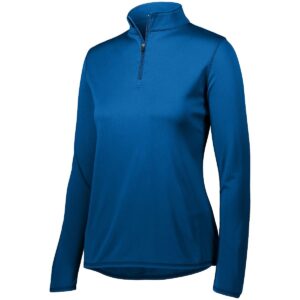 augusta sportswear ladies attain wicking 1/4 zip pullover - women's running long sleeve jacket with sun protection, royal, xx-large