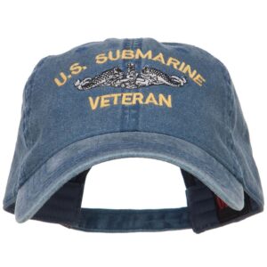 e4hats.com us submarine veteran military embroidered washed cap - navy osfm