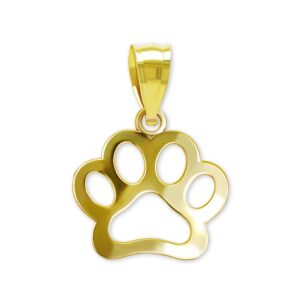 gold dog paw charm pendant - 10 karat solid yellow gold - dog paw jewelry (small)