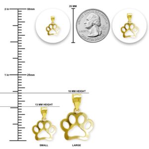 Gold Dog Paw Charm Pendant - 10 Karat Solid Yellow Gold - Dog Paw Jewelry (Small)