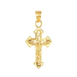 religious jewelry dainty 10k yellow gold fitchee-style crucifix cross pendant